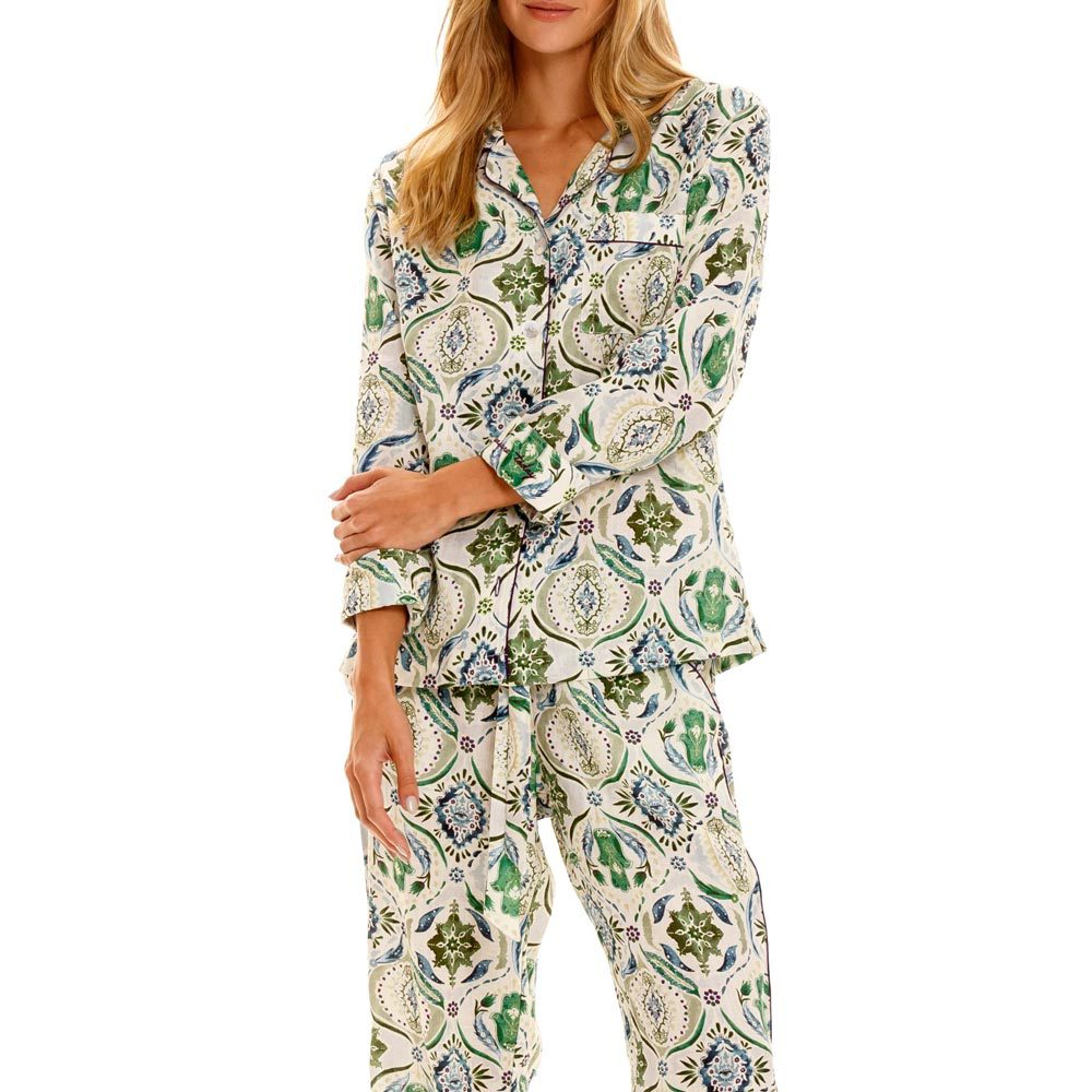Emma Hamsa Blessing Green Long Pajama Set – The Lazy Poet